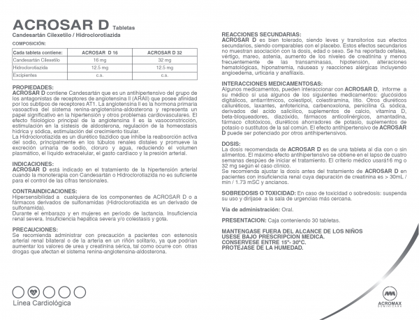 ACROSAR D 32/12.5 mg – Acromax Dominicana
