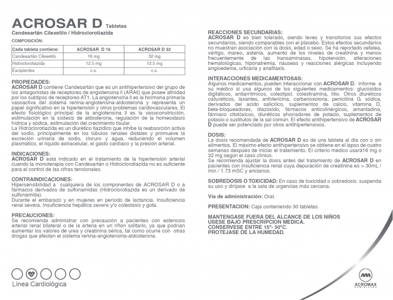 ACROSAR D 32/12.5 mg – Acromax Dominicana
