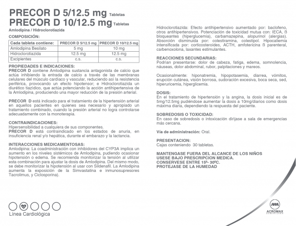 PRECOR D 10/12.5 mg – Acromax Dominicana