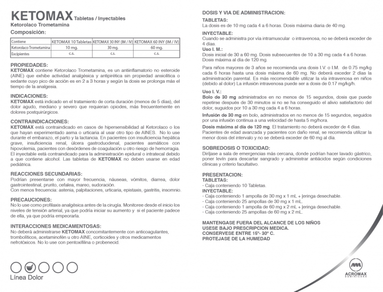 KETOMAX 10 mg – Acromax Dominicana
