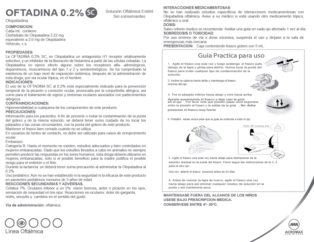 OFTADINA 0.2% SC – Acromax Dominicana