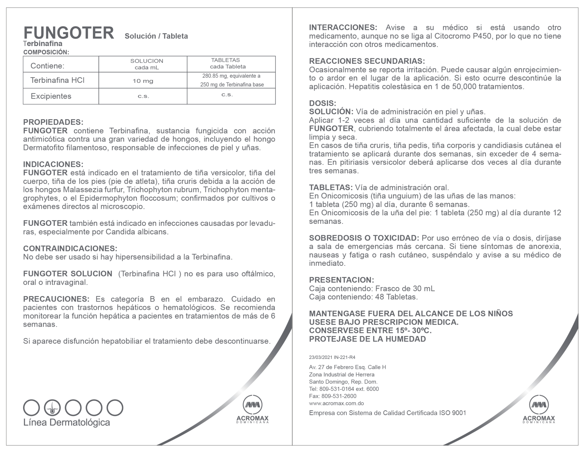 FUNGOTER TABLETAS – Acromax Dominicana