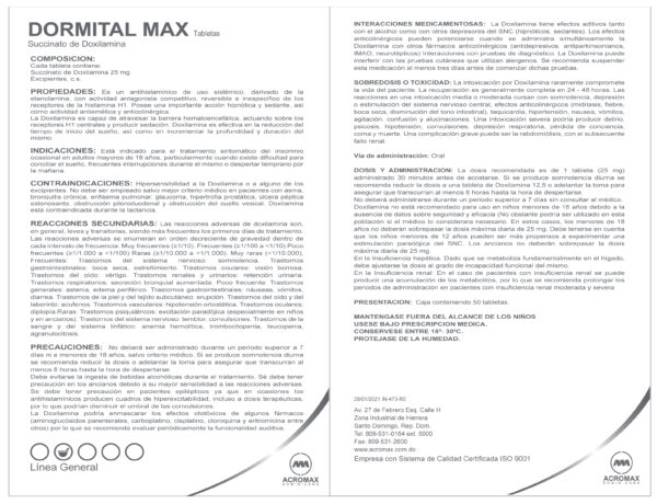 DORMITAL MAX – Acromax Dominicana