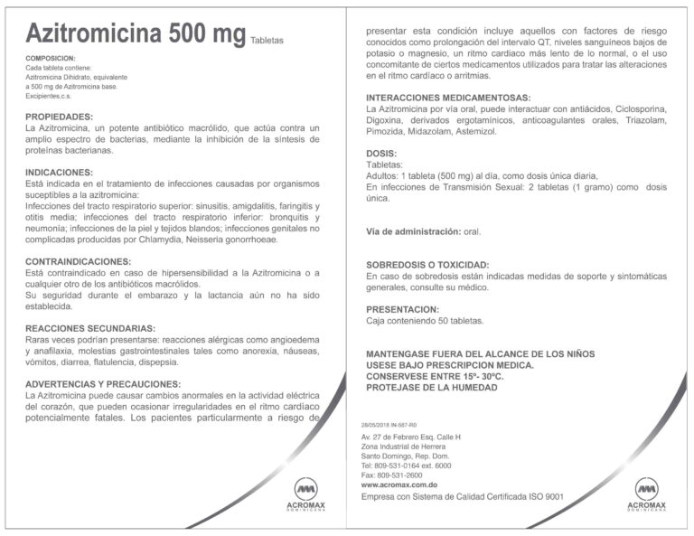 AZITROMICINA 500 mg – Acromax Dominicana