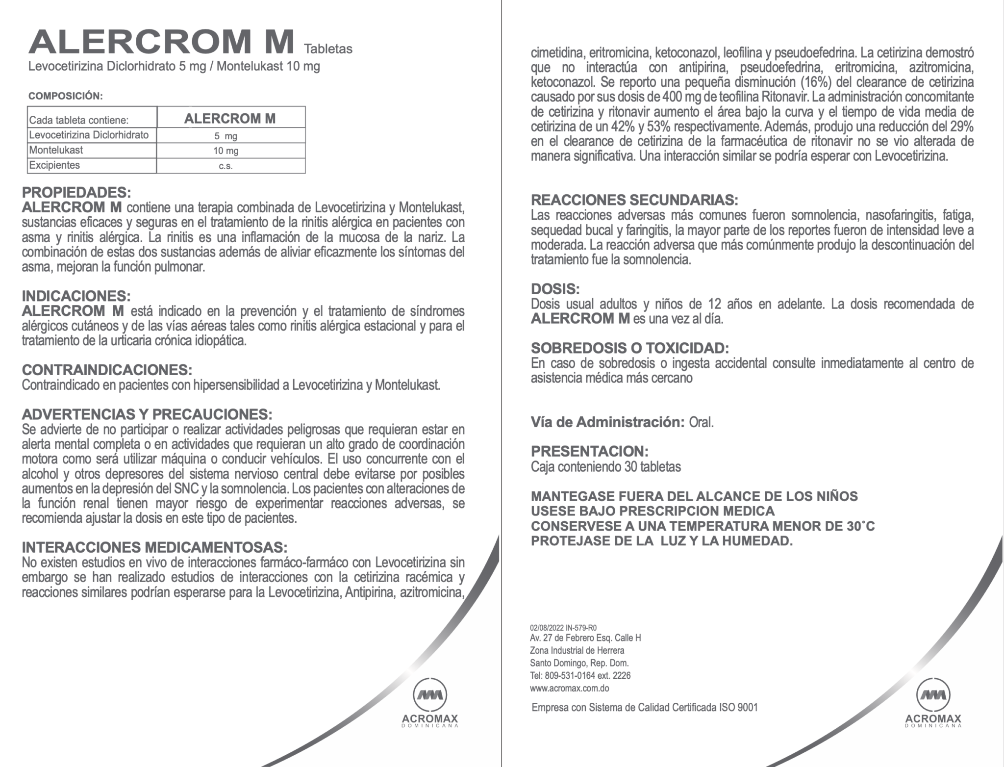 ALERCROM TABLETAS – Acromax Dominicana