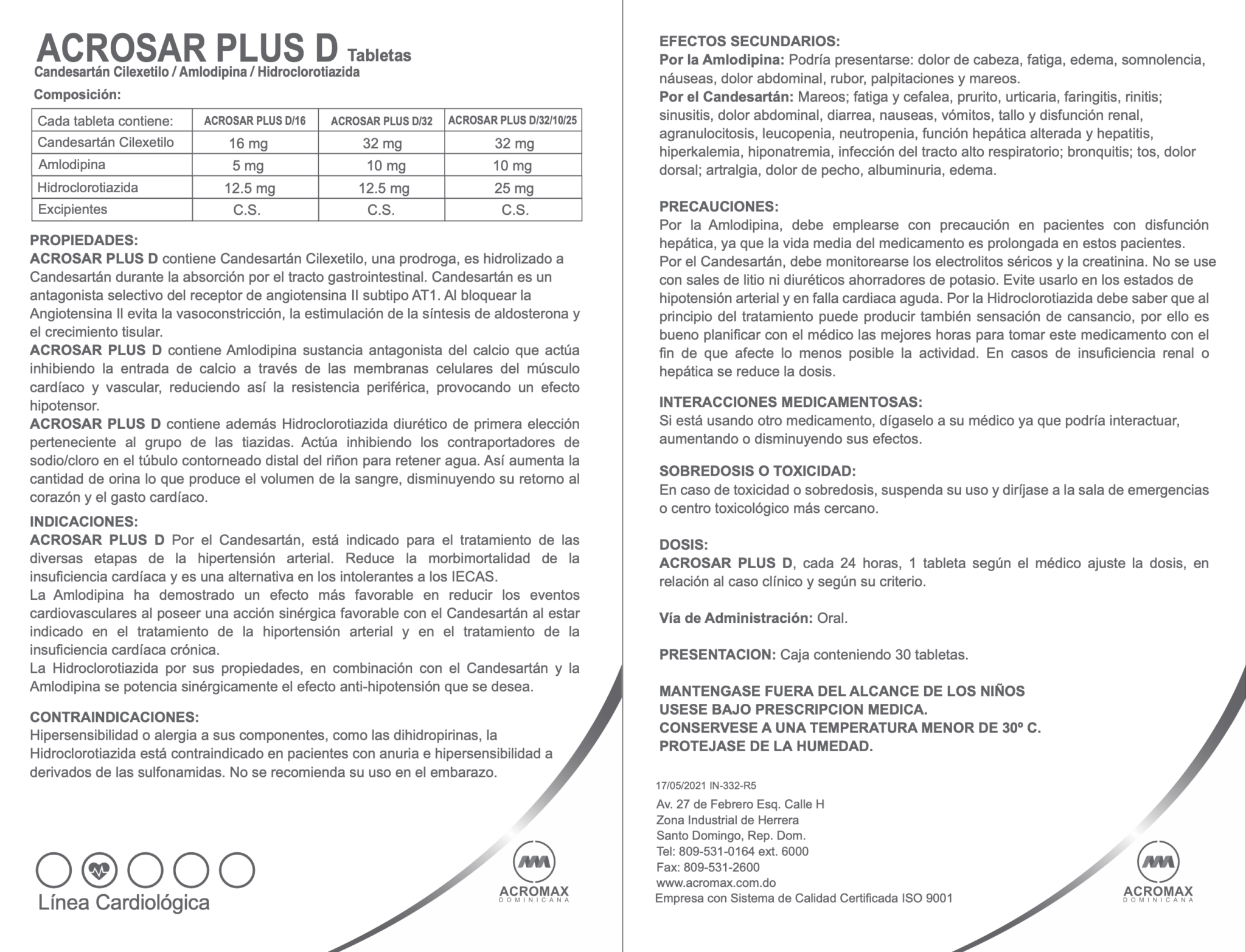 ACROSAR PLUS D 32/10/25 – Acromax Dominicana