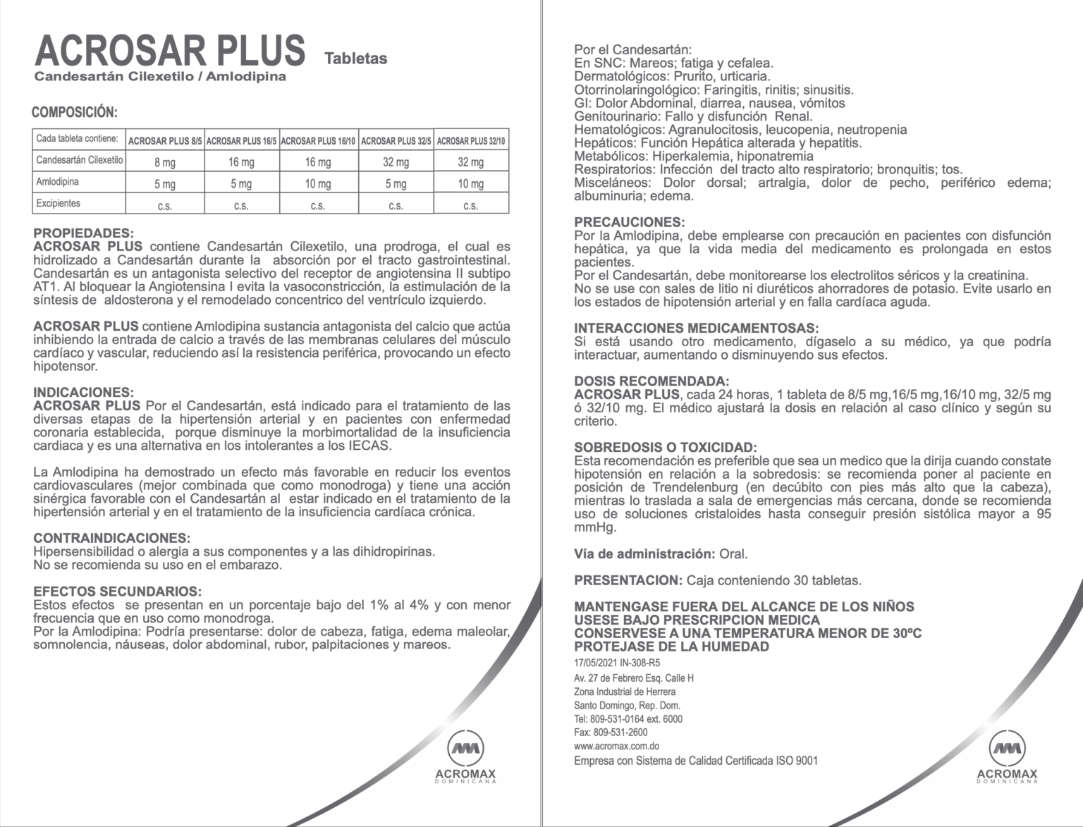 ACROSAR PLUS 32/5 – Acromax Dominicana